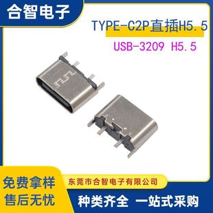 TYPE-C2P直插USB母座typec母座2p立插高5.5快充插头USB连接器-阿里巴巴