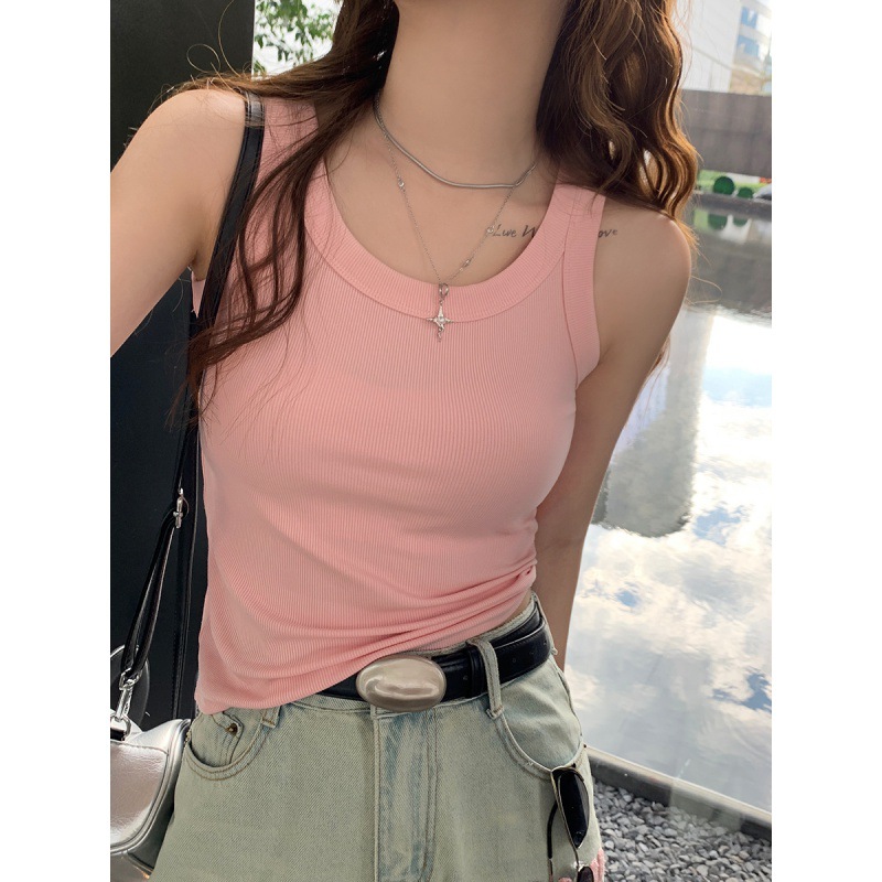 Ice Silk Knitted Shirt Vest Women's Summer Outer Wear 2024 New Sling ...