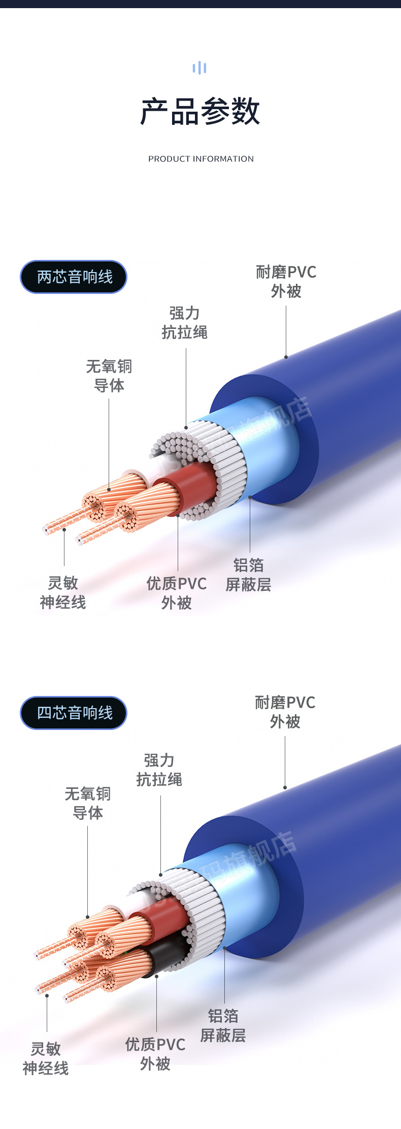 JSJ金山角 国标纯铜专业舞台音响护套线EVJV2芯4芯屏蔽室外音箱线-阿里巴巴