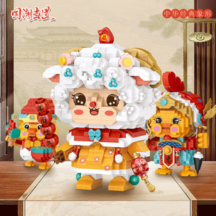 loz 8925闻鸡起舞微钻颗粒拼装积木店铺招财吉利摆件儿童国庆礼物-阿里巴巴