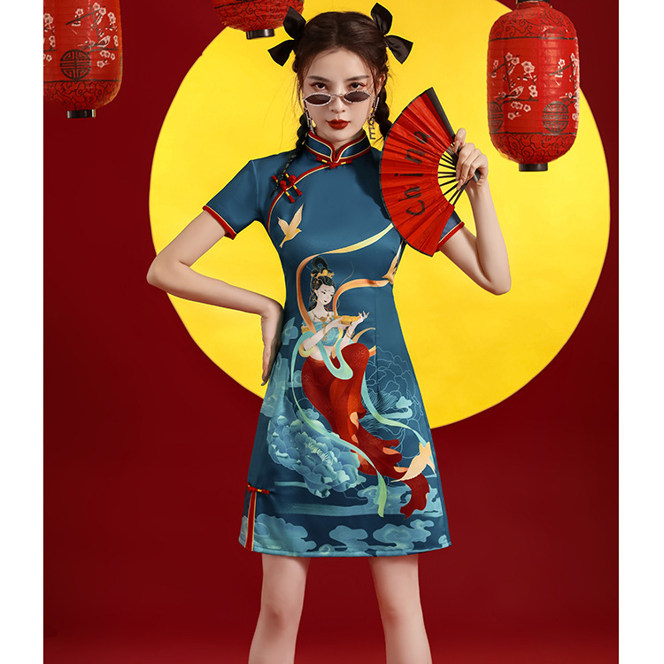Chinese dress young girl Retro Chinese Dresses Qipao Side slit Asian ...