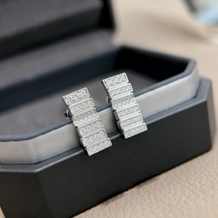 S925纯银满钻CNC工艺阶梯不规则微镶方块耳钉精工高级感耳饰-阿里巴巴
