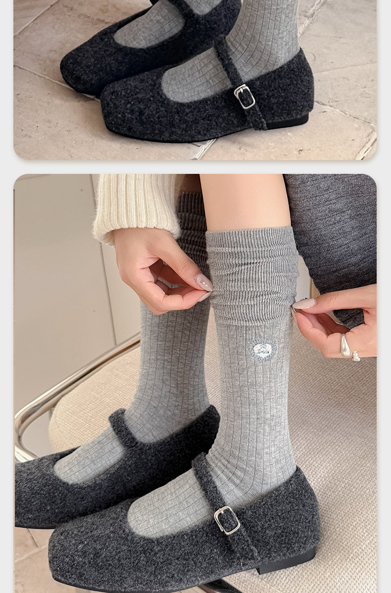 CHEEMYFREE秋冬新款爱心刺绣小腿堆堆女袜简约爱心秋冬保暖长筒袜-阿里巴巴