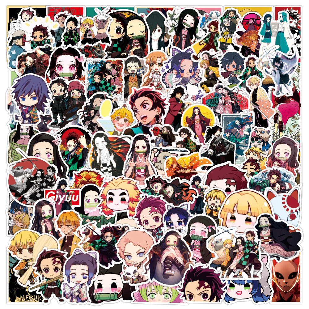 50-100张动漫鬼灭之刃涂鸦贴纸行李箱笔记本电脑手机贴纸贴画-阿里巴巴