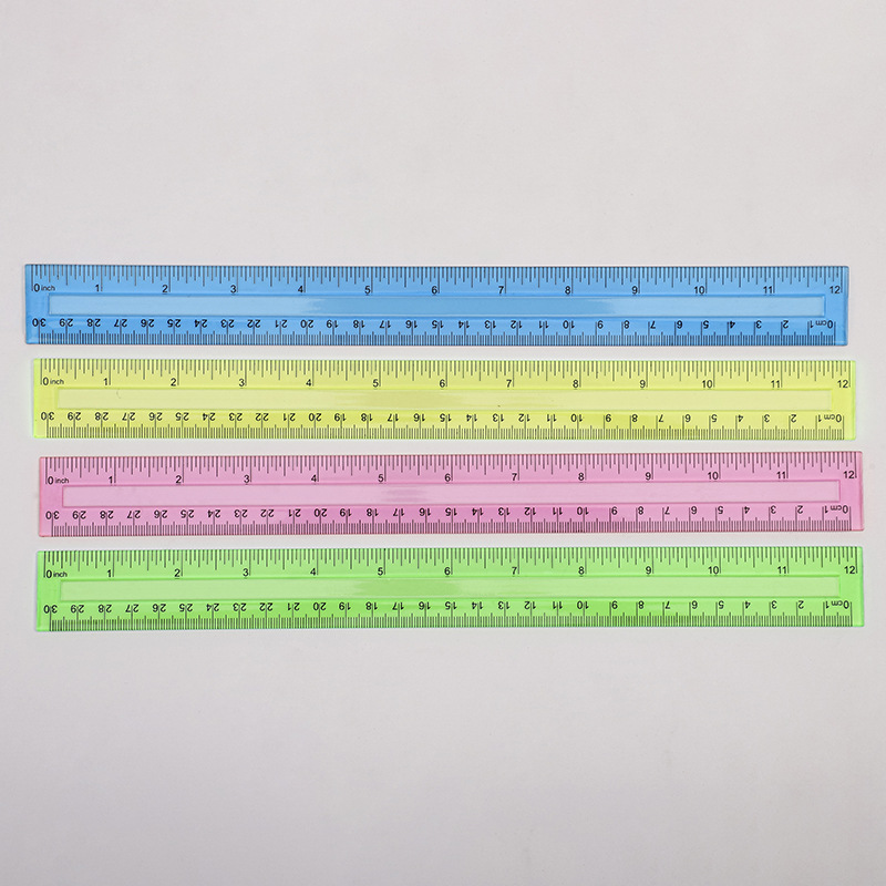 Supply 30cm Ruler Groove Plastic Ruler Color Transparent Ruler Plastic ...