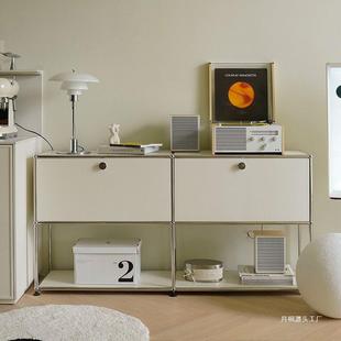 中古模块柜奶油风组合USM不锈钢餐边柜ins现代简约电视柜置物斗柜-阿里巴巴