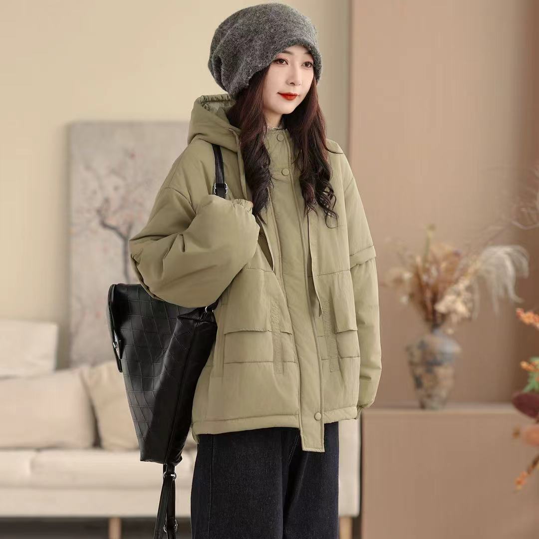 立领连帽棉衣2025冬季新款加厚休闲棉服女长袖保暖加棉外套61082-阿里巴巴