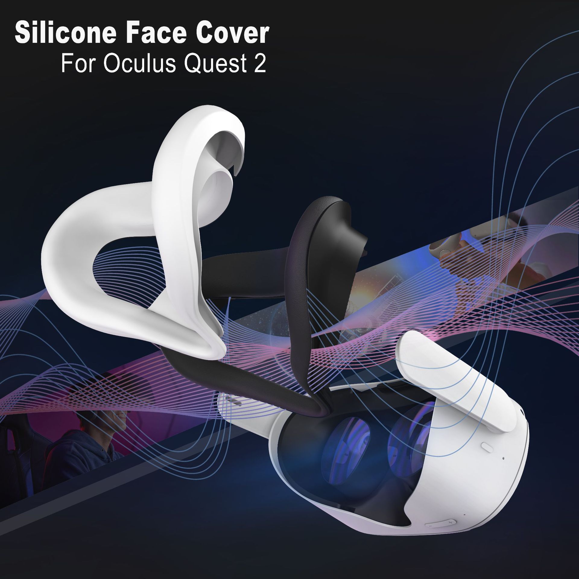 适用Oculus Quest2 VR硅胶面罩硅胶防汗水洗防污防尘面罩VR配件-阿里巴巴