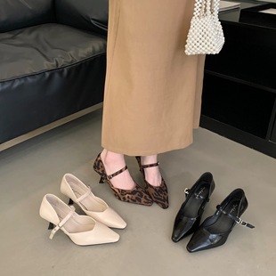 洋气百搭尖头玛丽珍鞋2025年新款日常增高显瘦一字带气质细跟单鞋-阿里巴巴