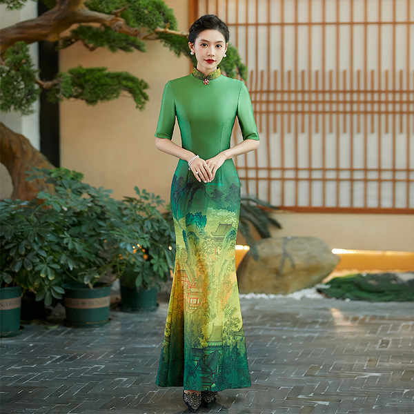 Elegant runway cheongsam For women oriental Chinese Style Wanli ...