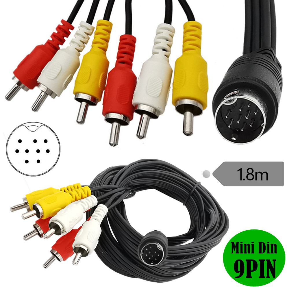 mini DIN 9pin转6RCA音视频线9 Pin Audio and Video DIN Cable-阿里巴巴
