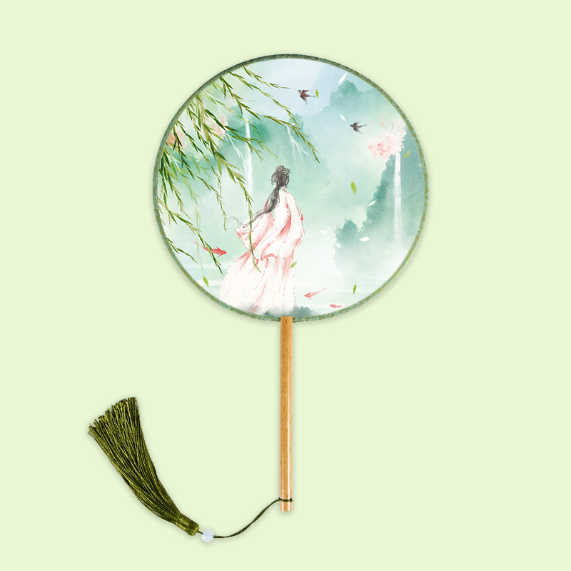 Translucent antique hanfu costume fairy dress dance round fan woman ...