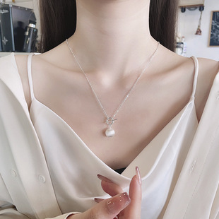潮晟S925纯银欧美时尚ins个性OT扣拉丝圆球吊坠潮流百搭项链女-阿里巴巴