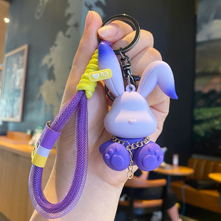 潮酷渐变小兔子钥匙扣精致女可爱书包挂件创意汽车钥匙链情侣礼物-阿里巴巴