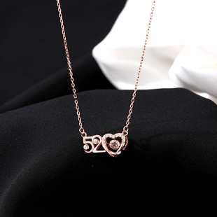 s999纯银520灵动项链饰品女轻奢小众高级感爱心锁骨链送女友礼物-阿里巴巴