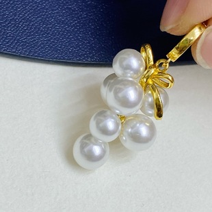 DIY珍珠配件 S925银多珠吊坠空托项链坠女 时尚款 配65-7mm圆珠-阿里巴巴