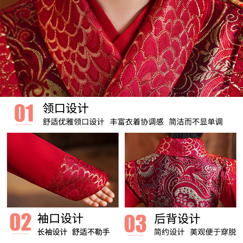 Boy kids red hanfu warrior swordsman cosplay robe Chinese antique ...