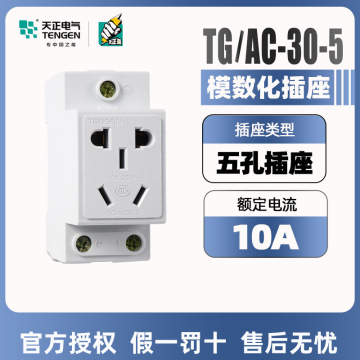 天正TG/AC30-5孔10A模数化插座二三插单相配电箱导轨式电源插座-阿里巴巴