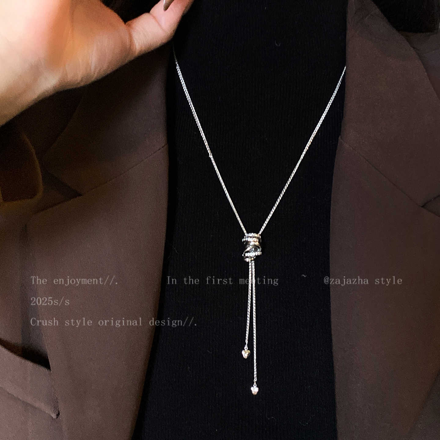 金色缠绕丝带长款项链女秋冬大气高档高级感毛衣链时尚百搭配饰品-阿里巴巴