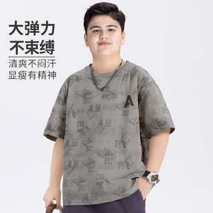 【Just DF】胖童装男童短袖t恤加肥加大夏2025新孩子初中生T体恤-阿里巴巴