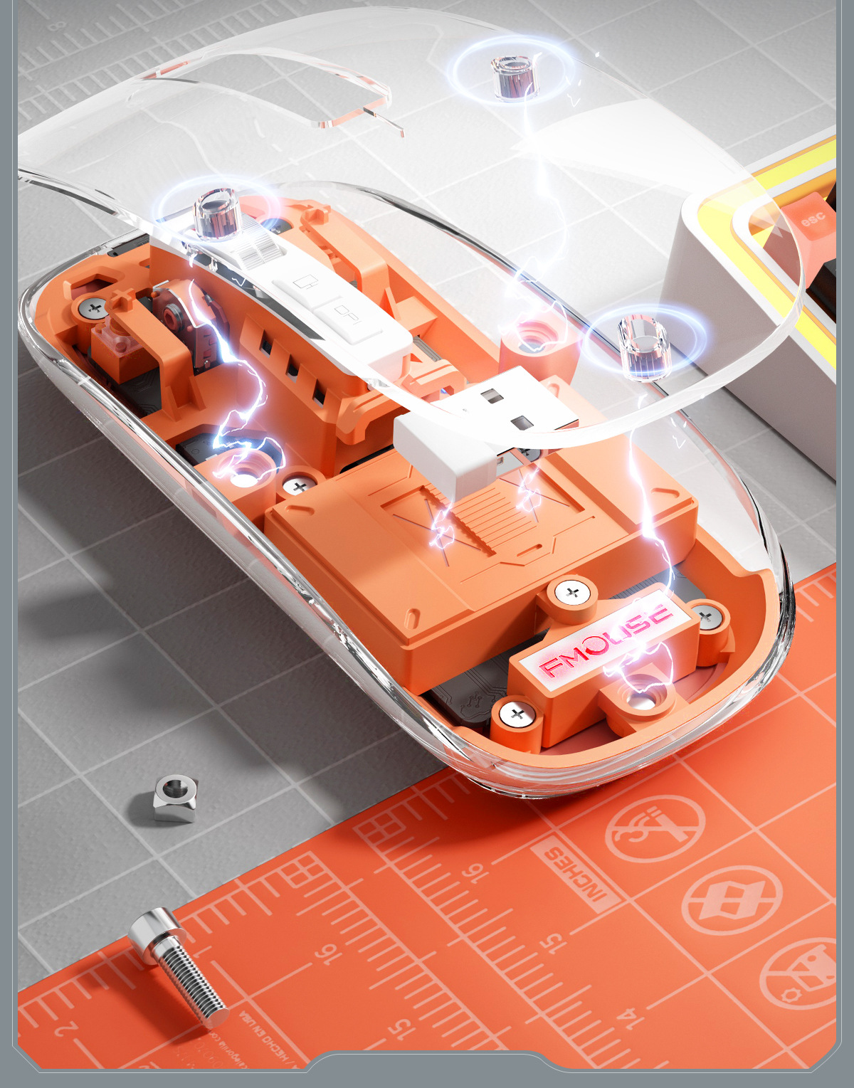 虎猫M133无线蓝牙三模透明鼠标可充电低音女生平板电脑笔记本办公-阿里巴巴