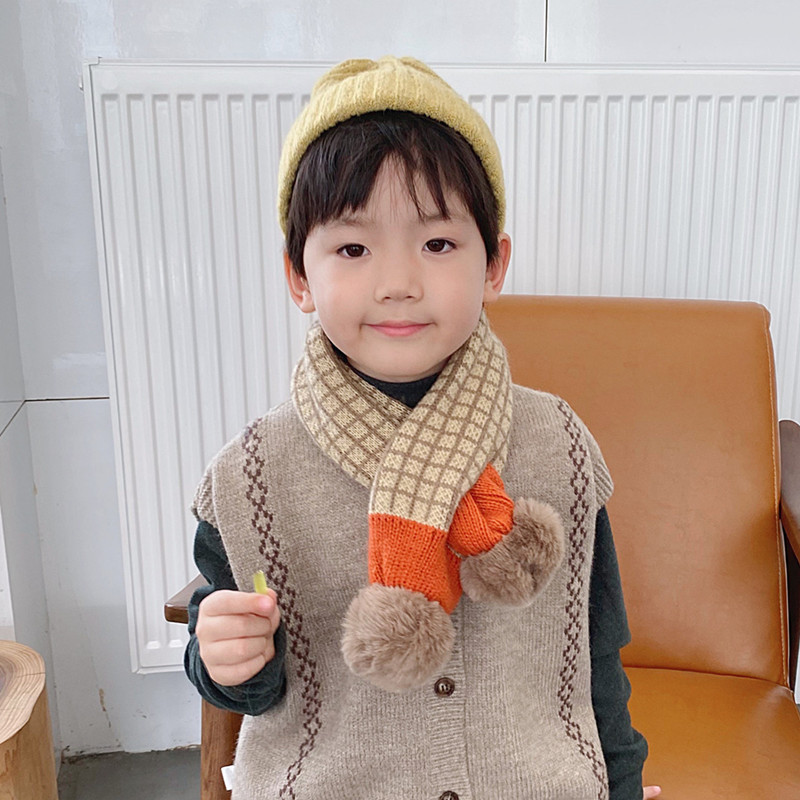 秋冬儿童格子针织围巾韩版男女童毛线围脖保暖宝宝脖套亲子围脖-阿里巴巴
