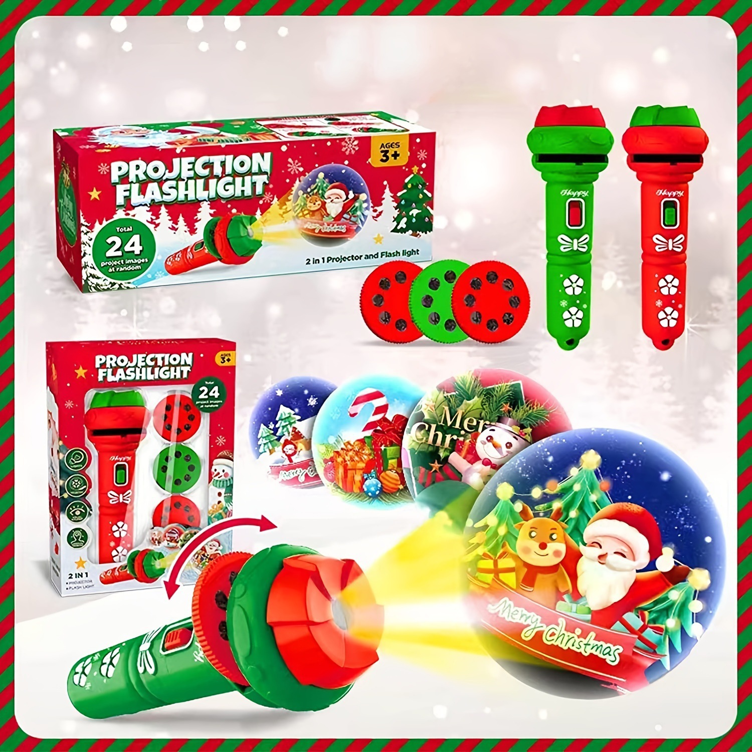Cross-border e-commerce Christmas projection flashlight luminous toy ...