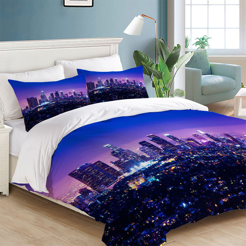 Spanish city night scene sanding three piece set of bedding four piece ...