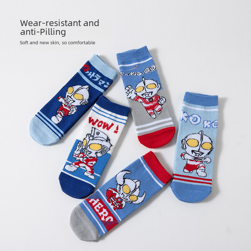 Children's socks Spring and Autumn Mid-calf cotton socks thin cartoon ...