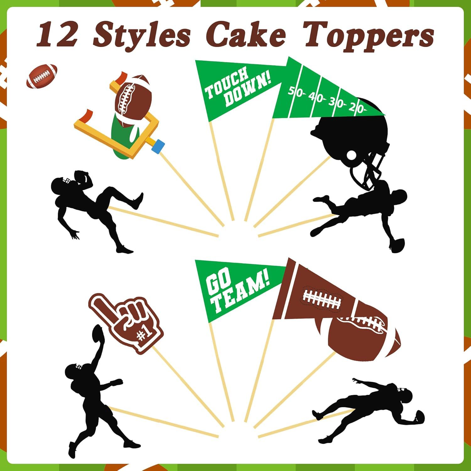24件橄榄球蛋糕装饰 橄榄球派对蛋糕插牌插旗 橄榄球插签-阿里巴巴