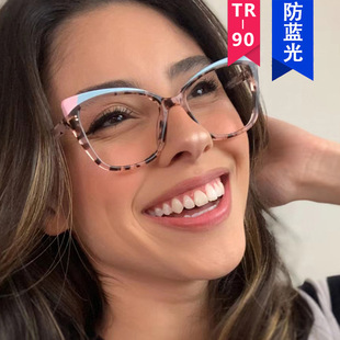 时尚复古猫眼眼镜框撞色前卫欧美平光镜ins网红TR90防蓝光眼镜架-阿里巴巴