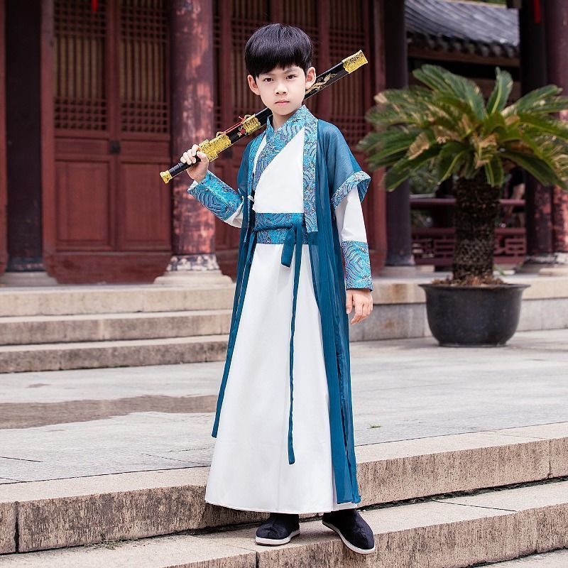 Boy Girls chinese hanfu Chinese ancient folk costume prince warrior ...