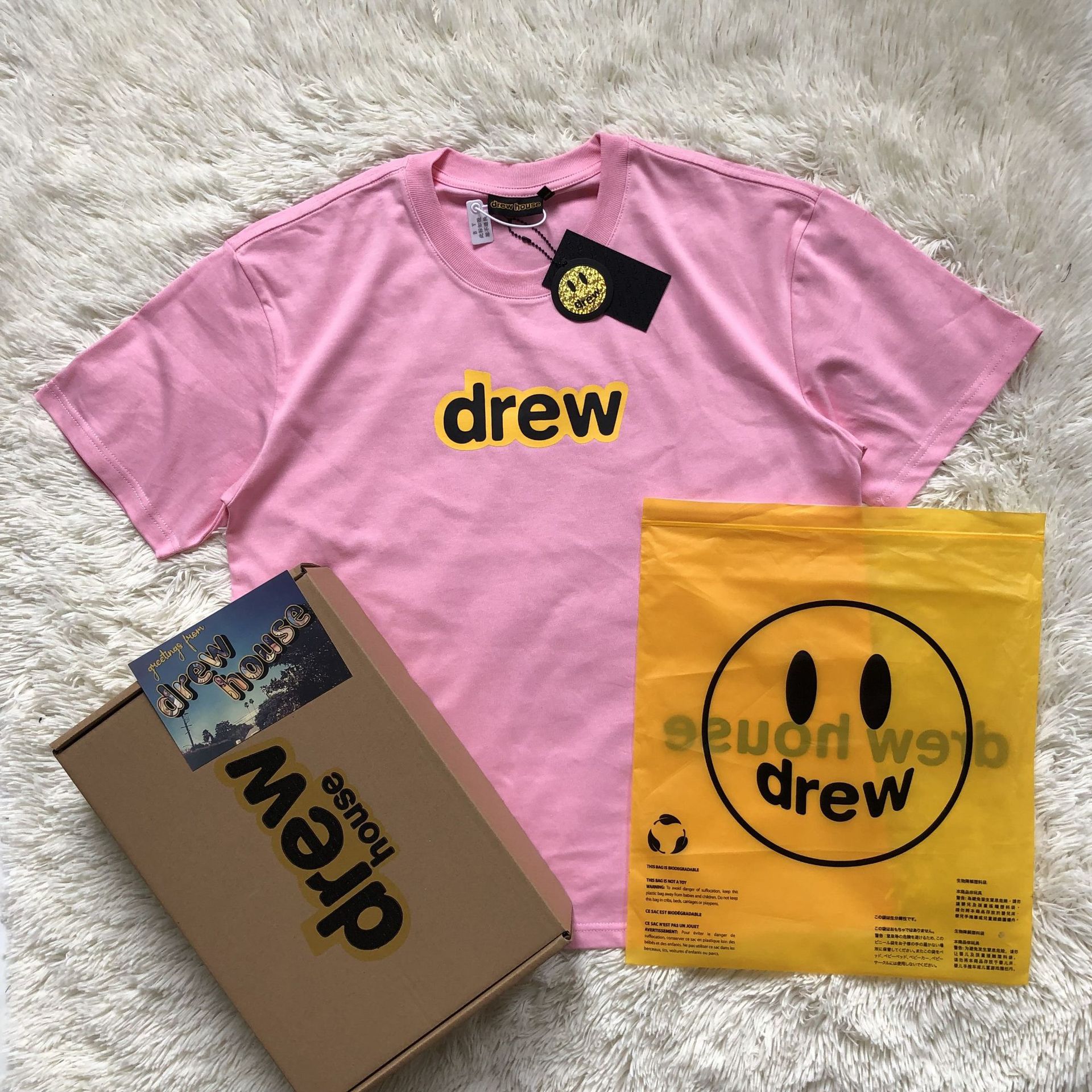 高版本 Drew box logo tee 经典英文字母印花男女宽松短袖t恤潮牌-阿里巴巴