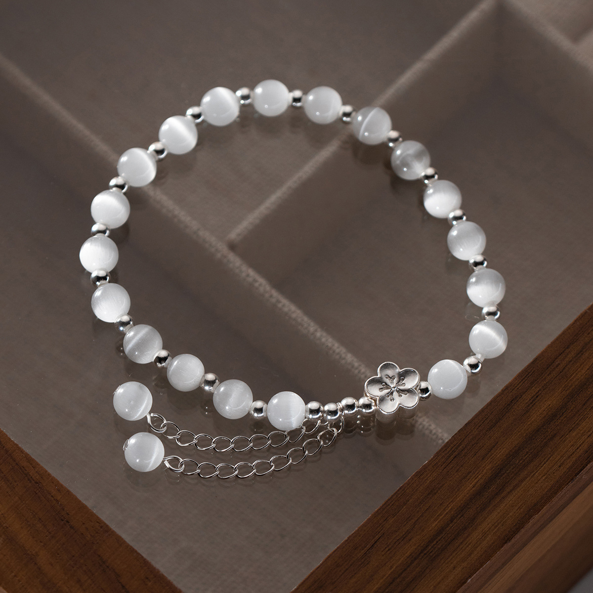 S925银珠猫眼石手链女款手工DIY弹力绳款伸缩手串手饰品批发C0707-阿里巴巴