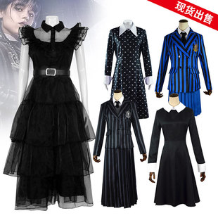 亚当斯一家cos美剧星期三Wednesday女校服cosplay同款礼服西服装-阿里巴巴