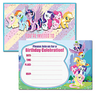 新品卡通动漫小马宝莉邀请卡 邀请函 贺卡 生日派对用品-阿里巴巴