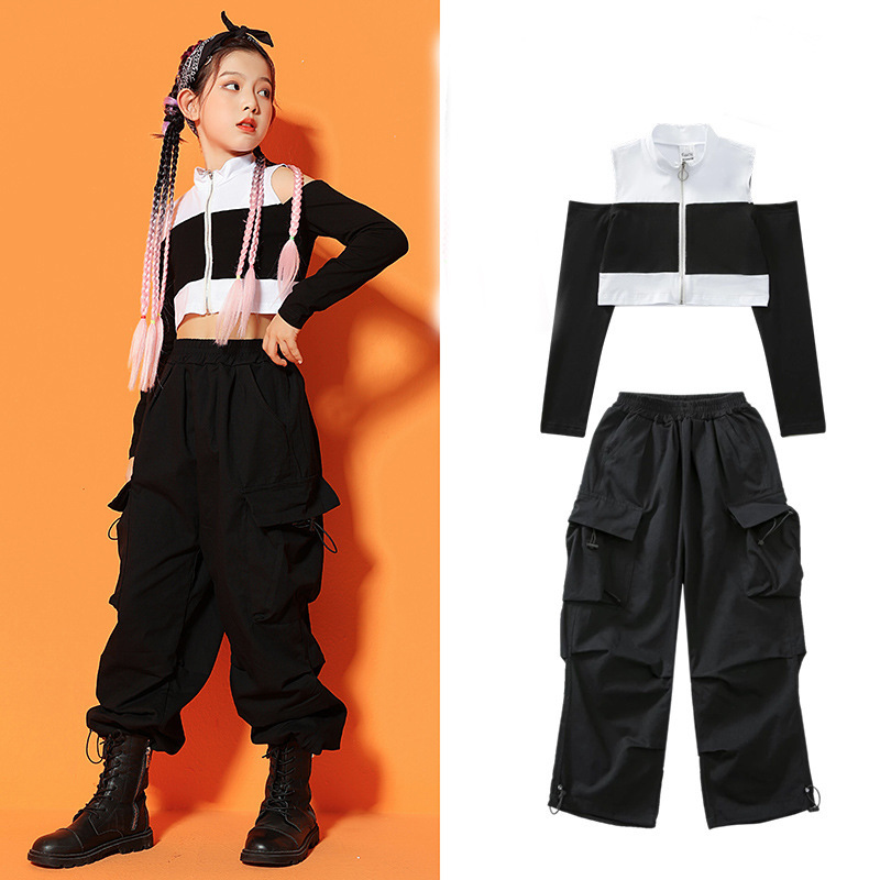 Children girls street hiphop rapper jazz dance costumes girls trendy ...