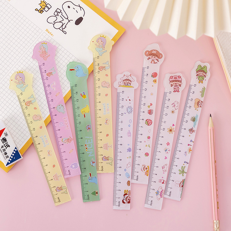 Cartoon plastic ruler 15cm cute shape ruler primary school stationery ...