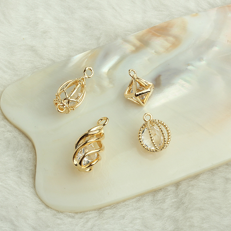 14k包金保色螺纹水滴锆石吊坠 diy手工饰品配件 批花灯笼菱形挂饰-阿里巴巴