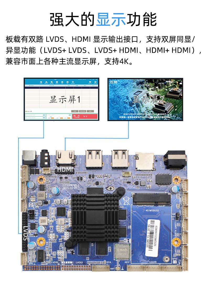 rk3288双屏触摸收银机安卓主板 LVDS HDMI 通用4G网络科技控制板-阿里巴巴