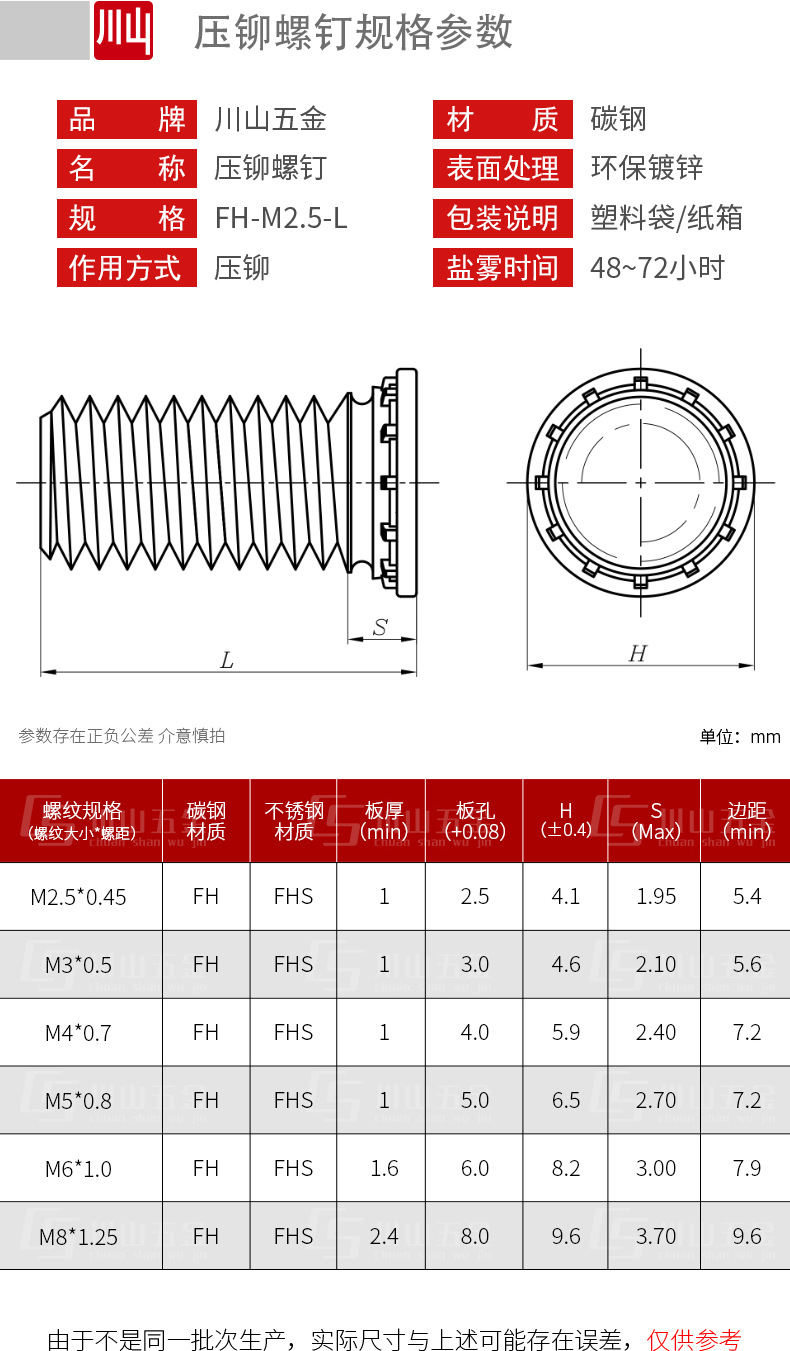 M3M4压铆螺钉FH碳钢镀锌4-40mm铆压螺丝钣金铆钉M2M2.5M5M6M8M10-阿里巴巴