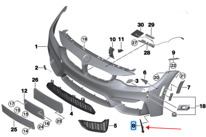 51118056599 51118056600适用于宝马M4 M3 F82F83F80前杠格栅饰-阿里巴巴