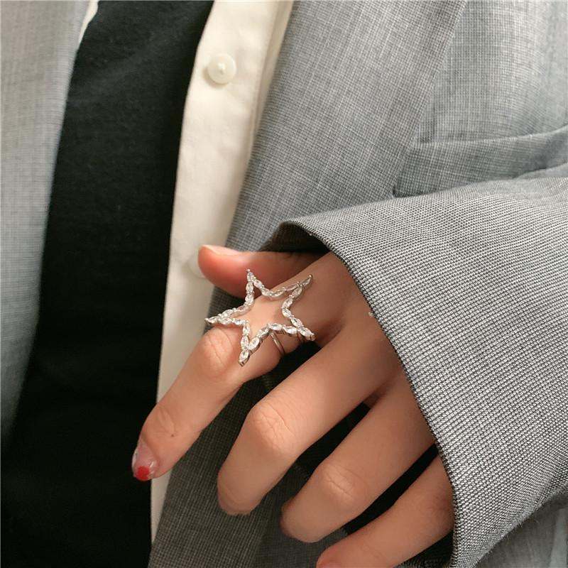 fashion simple diamondstudded fivepointed star ring NHYQ312534