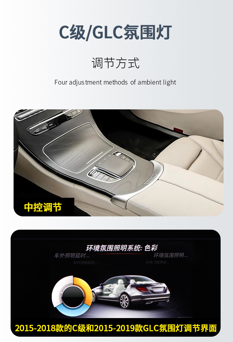 适用奔驰汽车出风口氛围灯C级glc涡轮前后发光内饰c200L改装配件-阿里巴巴