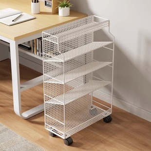 移动书架置物架落地书本收纳架简易书桌旁小书架桌下收纳柜小推车-阿里巴巴