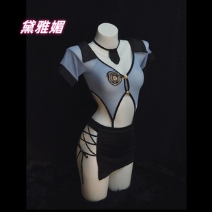 夜到深处「头号玩家」性感镂空绑带秘书女警V领制服cos包臀裙qqny-阿里巴巴