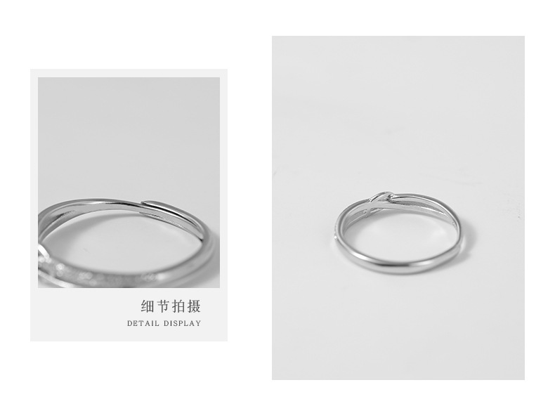 S999纯银满天星戒指女小众设计感轻奢食指戒素圈打结磨砂足银指环-阿里巴巴