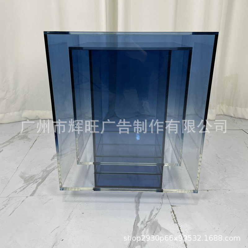 亚克力蓝色红色有机玻璃盒子，各个颜色装饰摆设悬空盒子供应-阿里巴巴