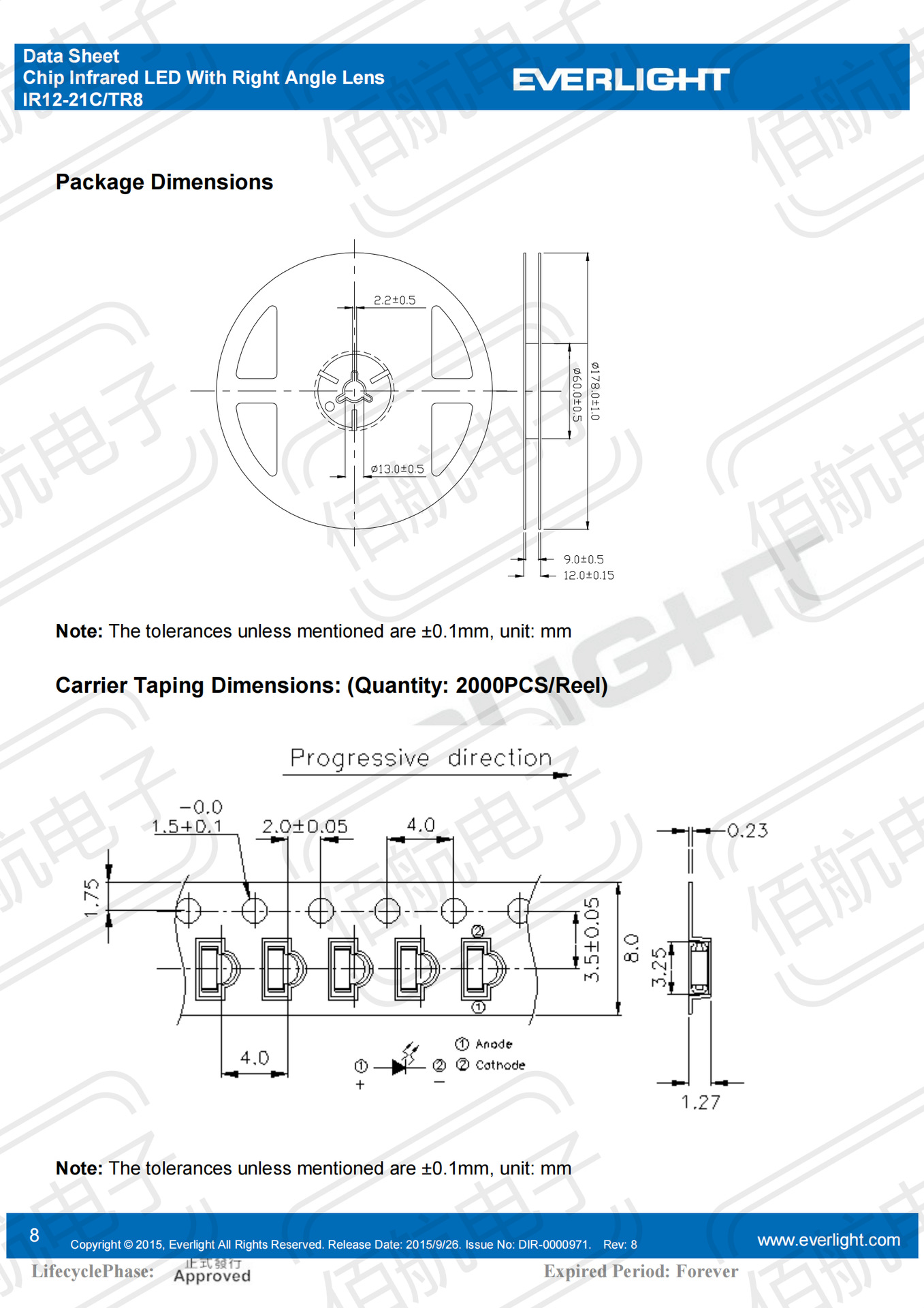 IR12-21C/TR8 红外线发射管 1206 波长940nm 贴片 侧面 角度150°-阿里巴巴