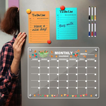 TM_A005亚克力透明磁吸月计划记事板留言圣诞节可擦写磁性冰箱贴-阿里巴巴